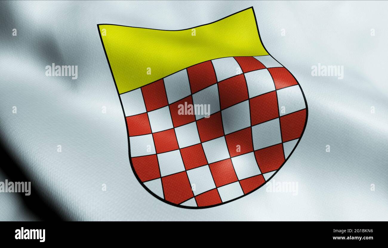 3D Illustration of a waving Switzerland region flag of Flawil Stock ...