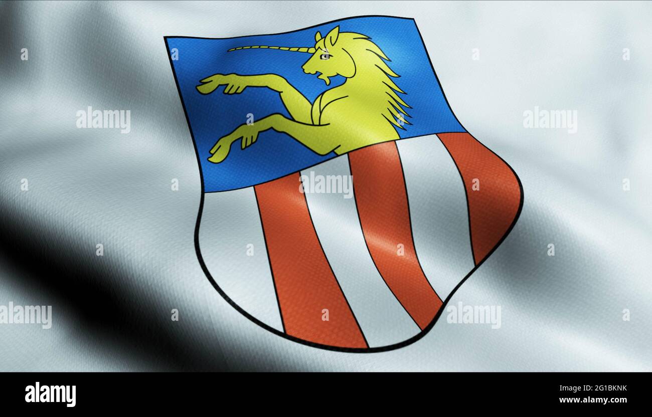 3D Illustration of a waving Switzerland region flag of Dubendorf Stock ...