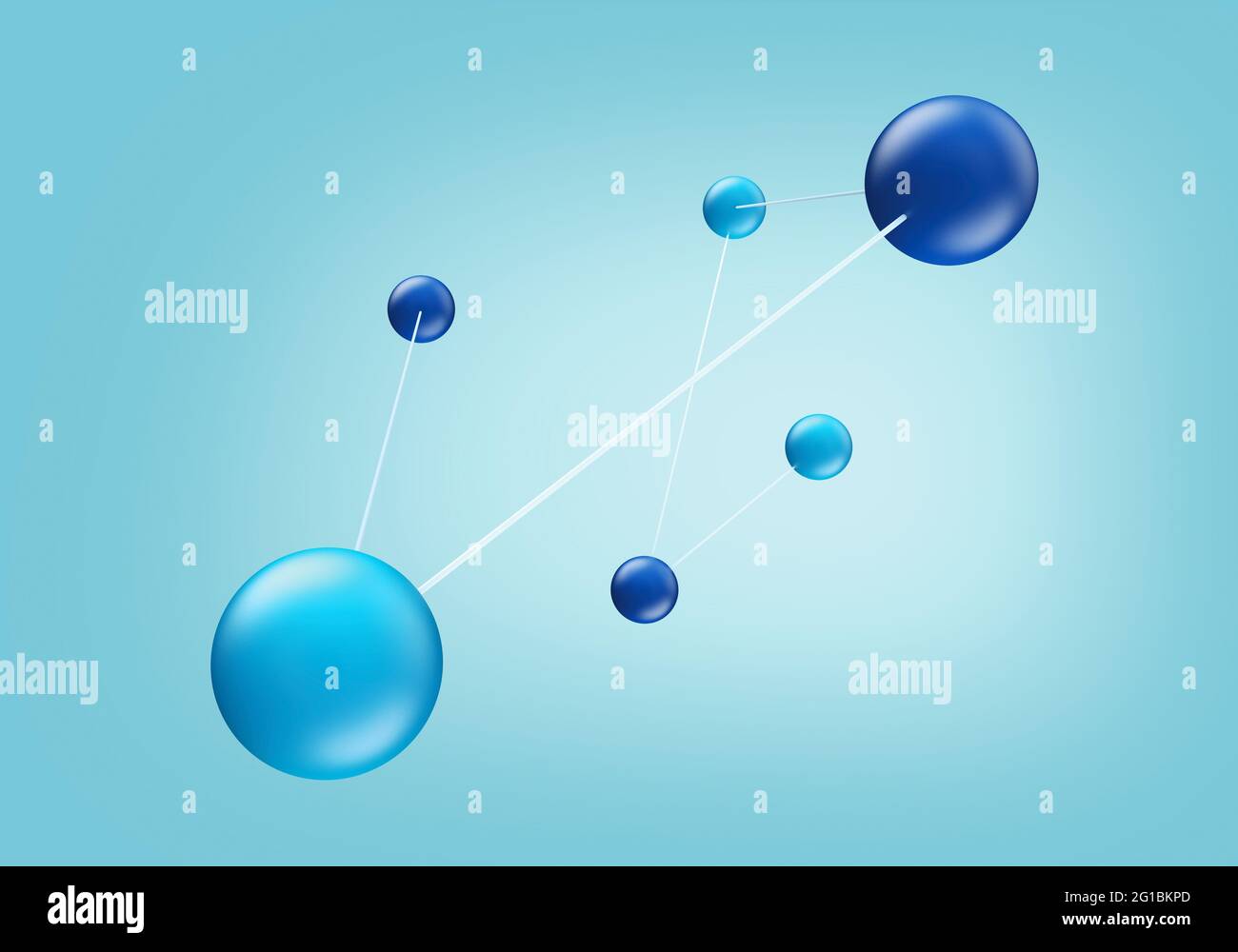 Connections atoms on blue background. 3d rendering Stock Photo - Alamy
