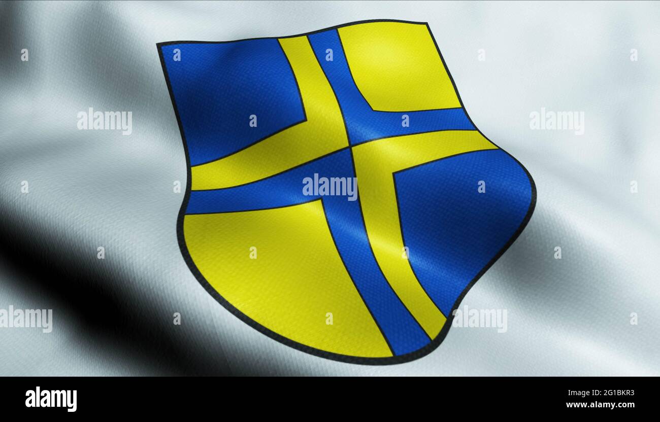 3D Illustration of a waving Switzerland region flag of Davos Stock ...