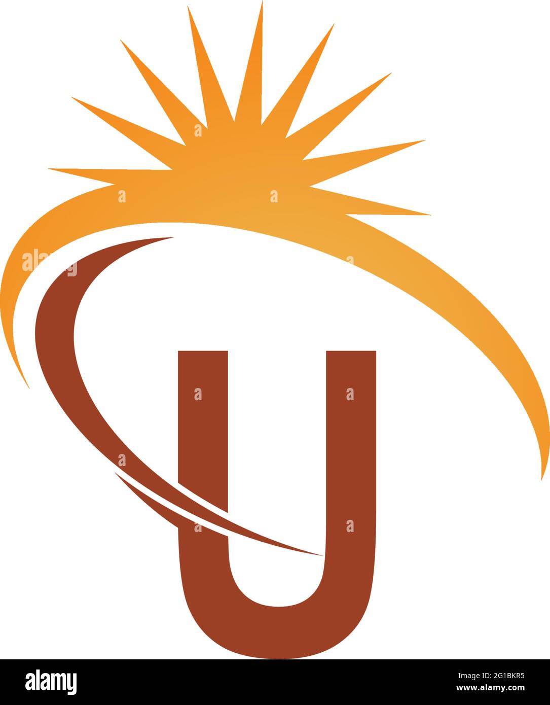 Letter U with sun ray icon logo design template illustration vector ...