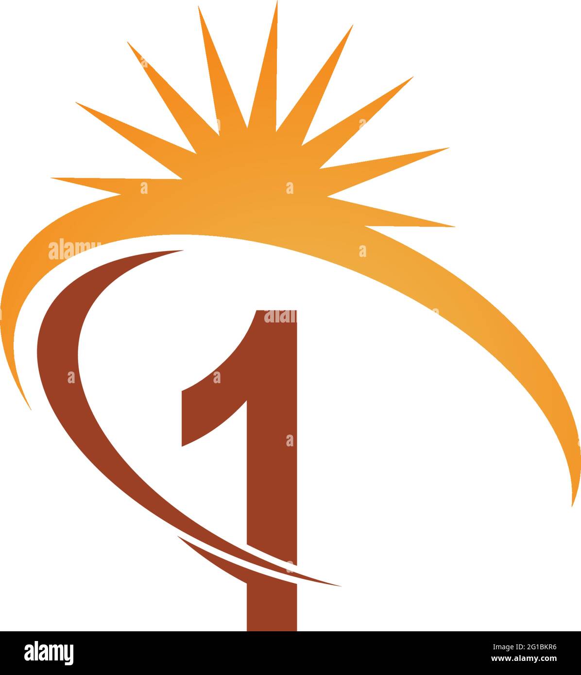Number 1 with sun ray icon logo design template illustration vector ...