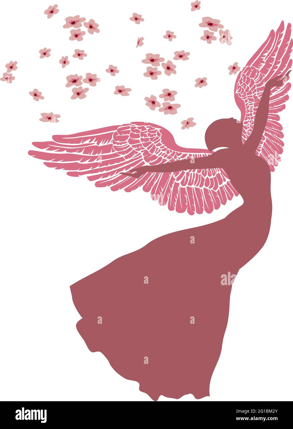 illustration of an angel with spring flowers Stock Vector Image & Art ...