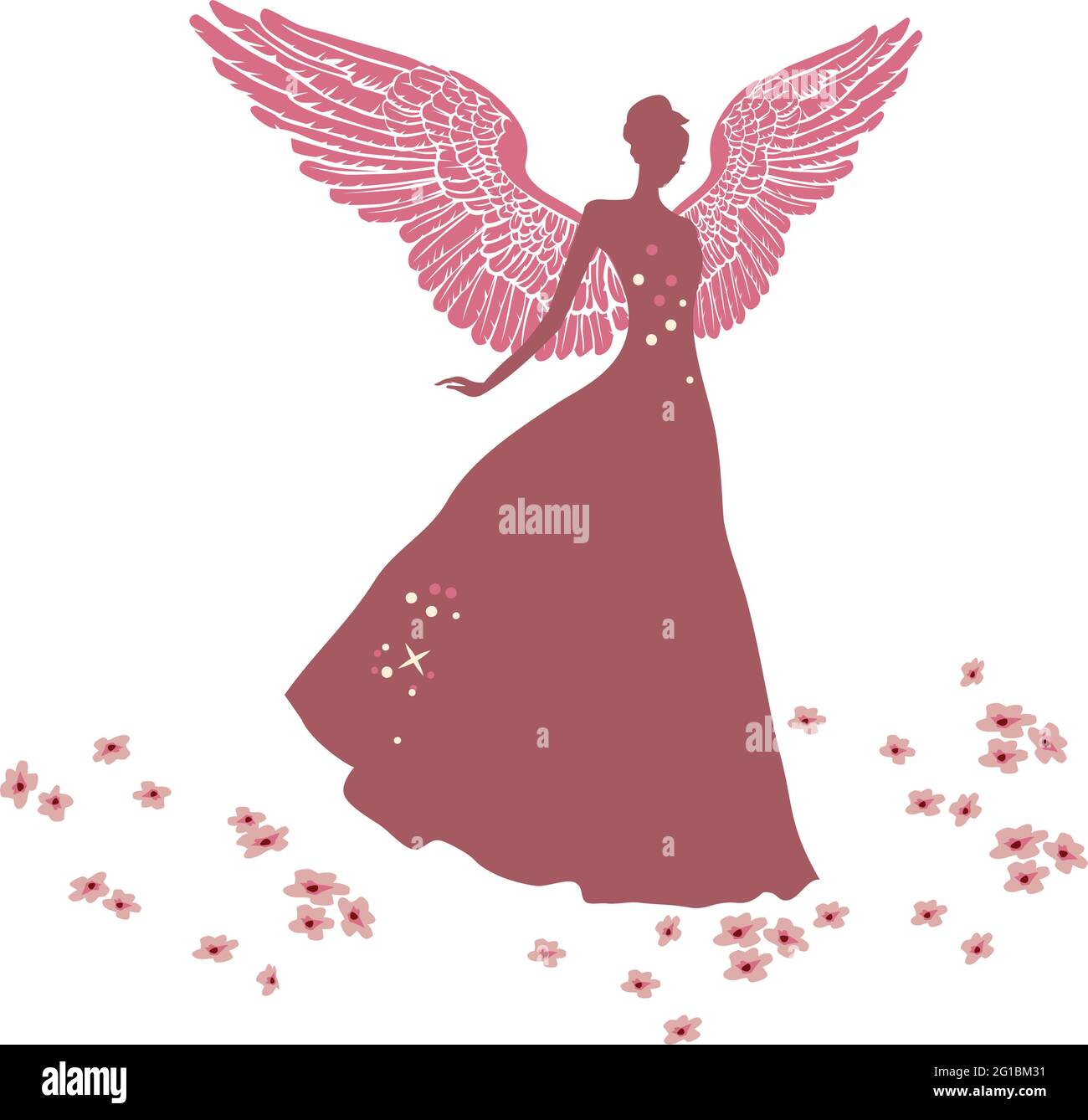 illustration of an angel with spring flowers Stock Vector Image & Art ...