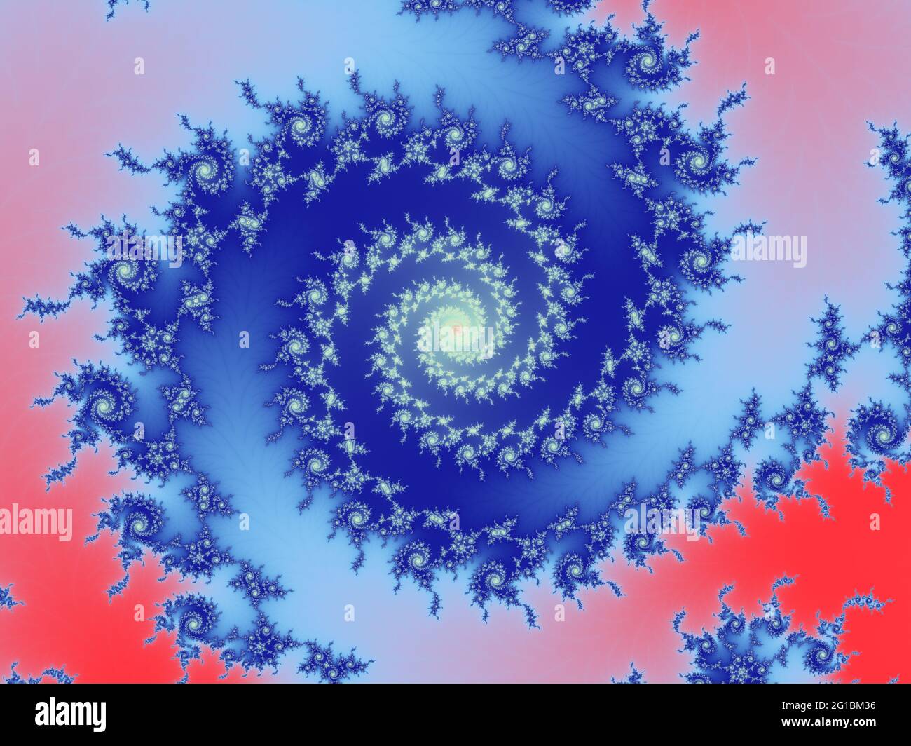 3D-Illustration of a zoom into an infinite mathematical fractal set ...