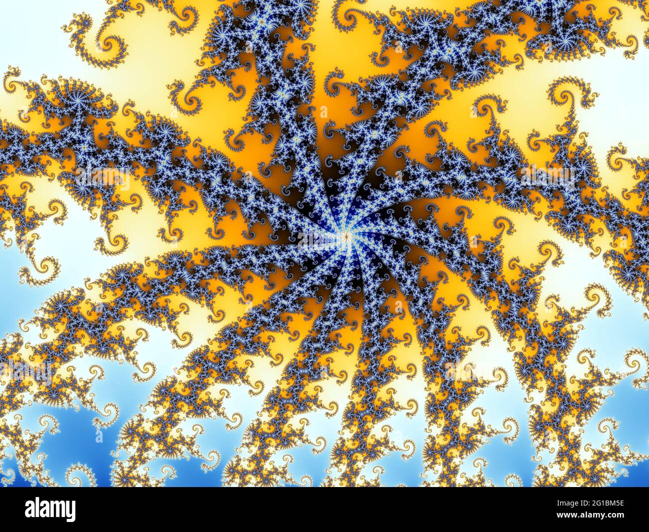 3D-Illustration of a zoom into an infinite mathematical fractal set ...