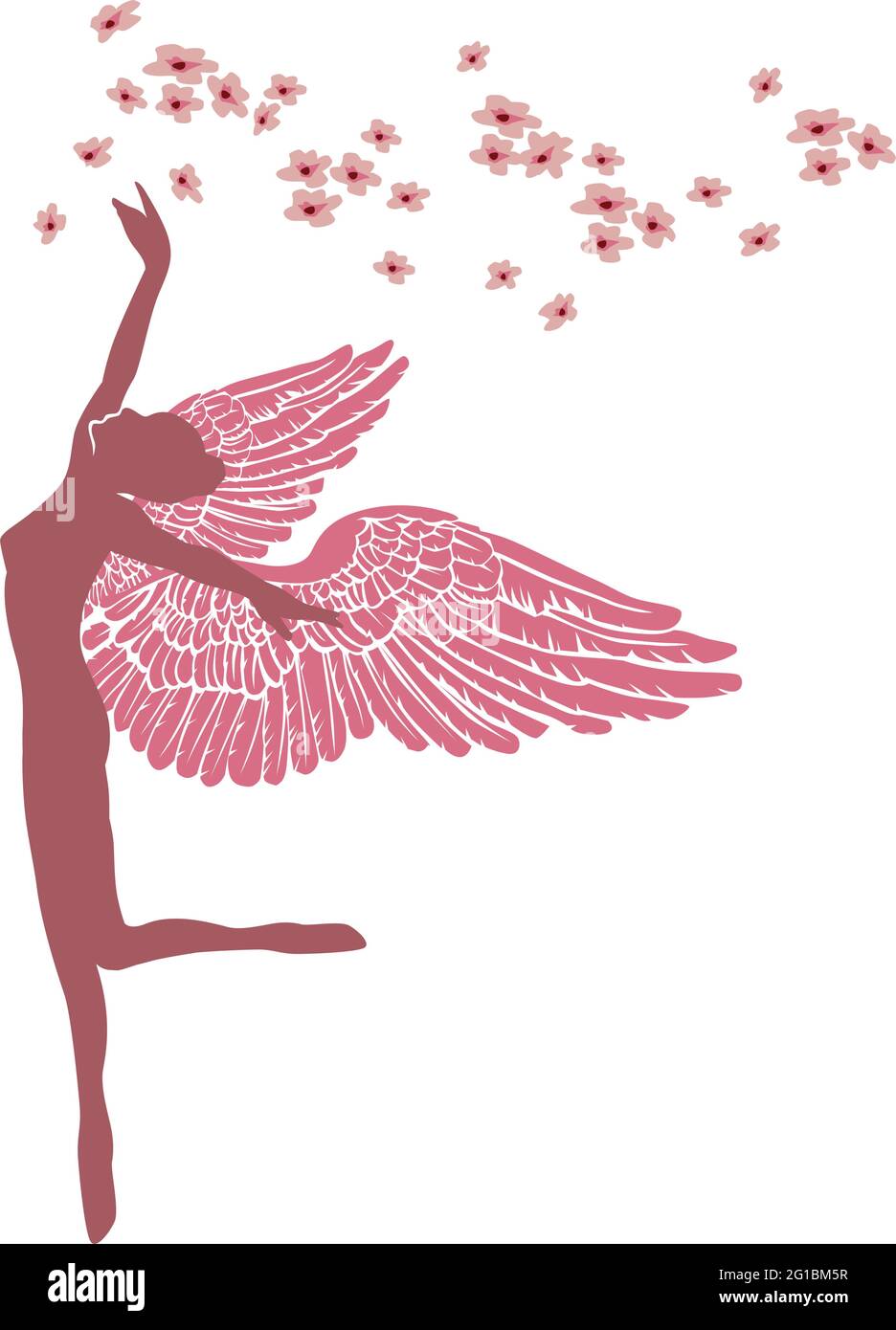 illustration of an angel with spring flowers Stock Vector Image & Art ...