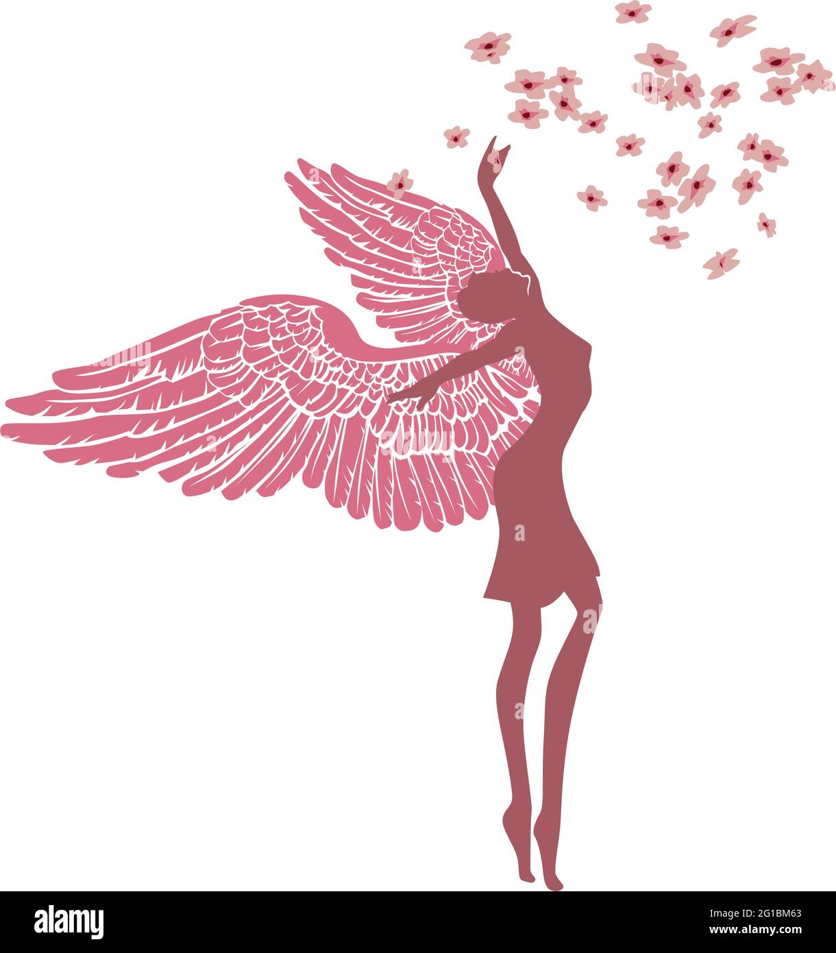 illustration of an angel with spring flowers Stock Vector Image & Art ...