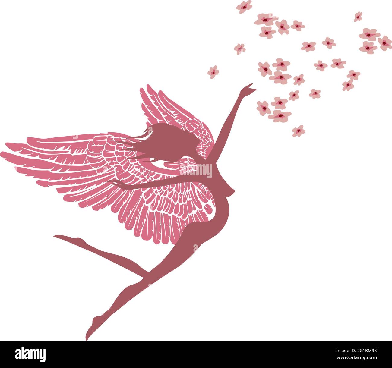 illustration of an angel with spring flowers Stock Vector Image & Art ...