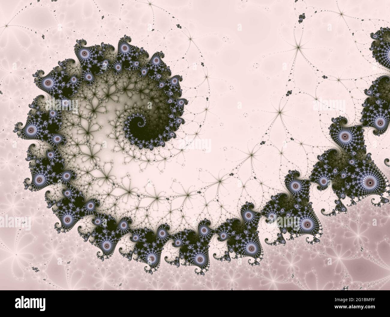 3D-Illustration of a zoom into an infinite mathematical fractal set ...