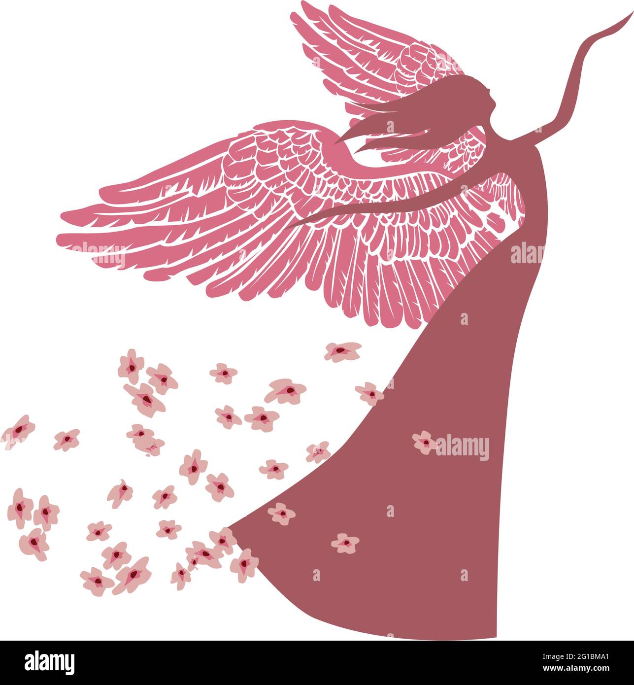 illustration of an angel with spring flowers Stock Vector Image & Art ...