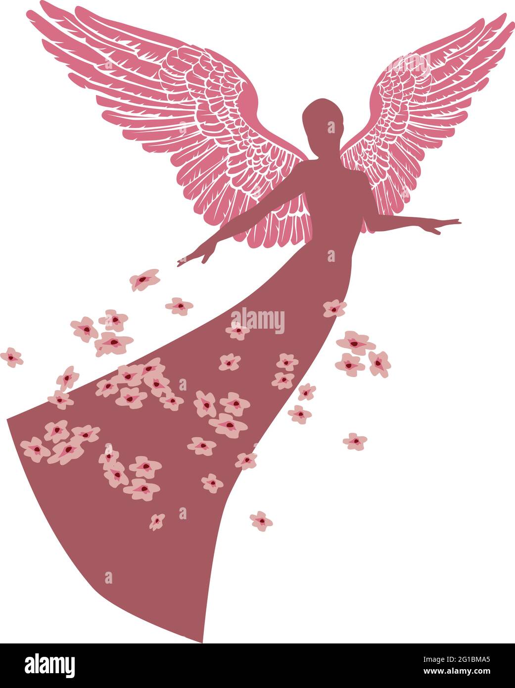 illustration of an angel with spring flowers Stock Vector Image & Art ...