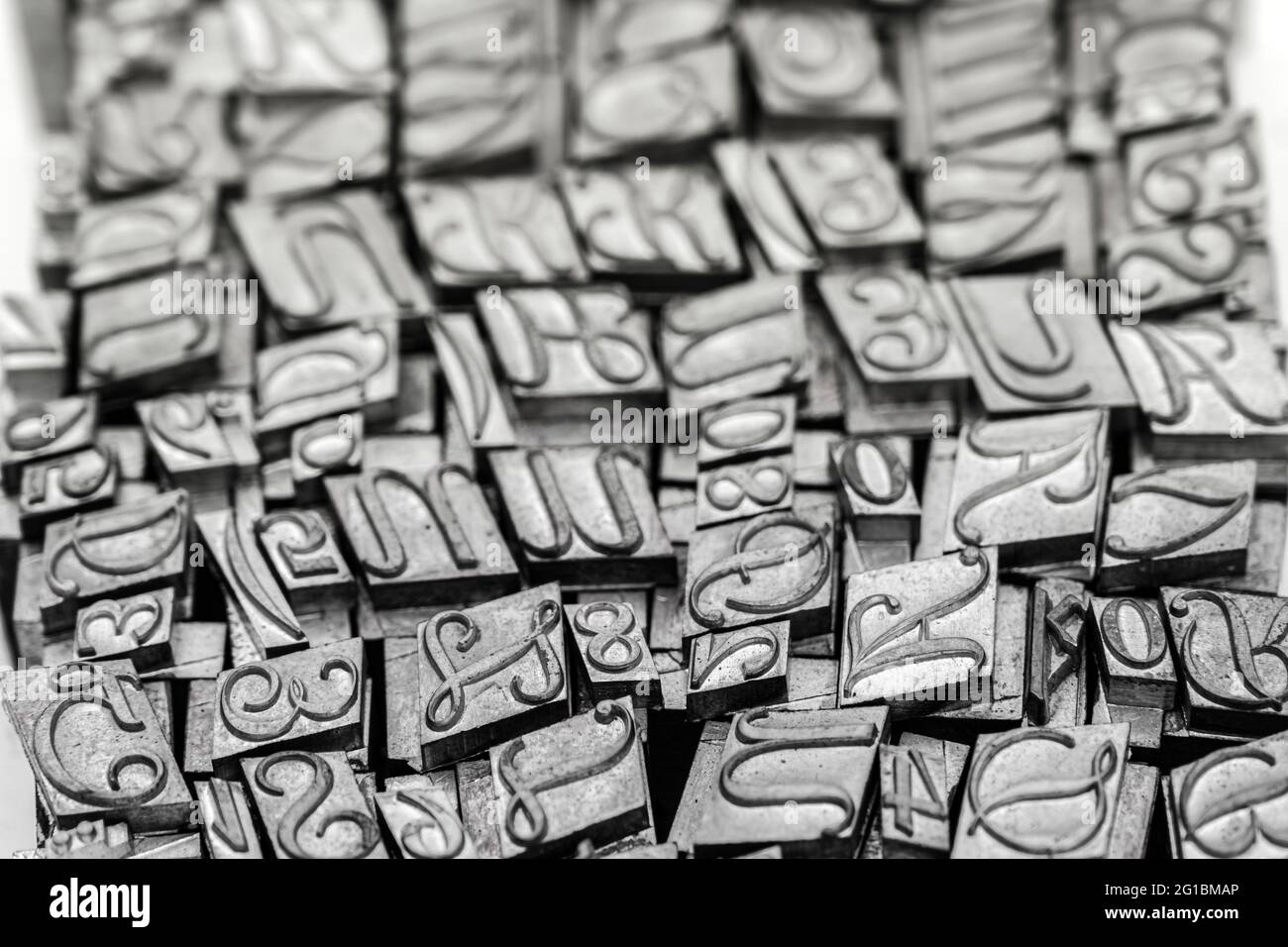 A vintage letterpress alphabet and numbers Stock Photo - Alamy