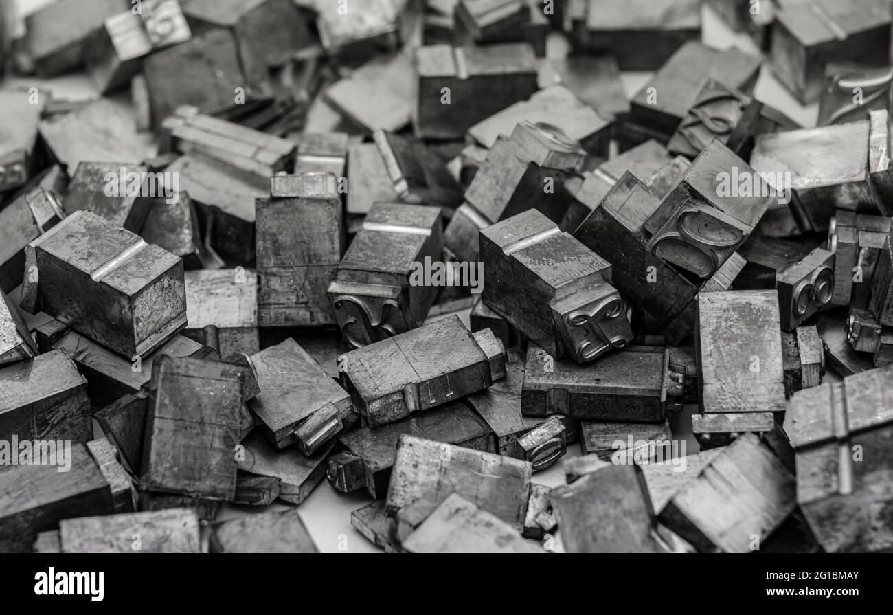 A vintage letterpress alphabet and numbers Stock Photo - Alamy