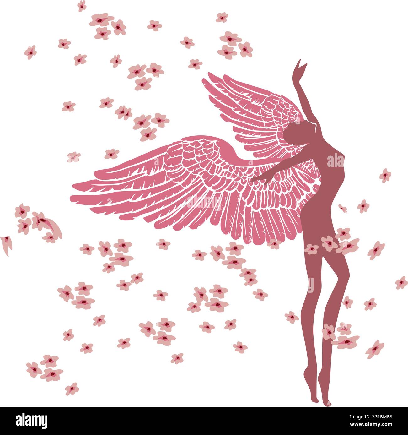 illustration of an angel with spring flowers Stock Vector Image & Art ...