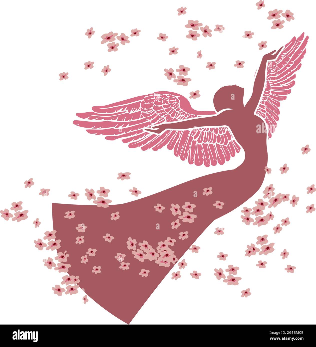 illustration of an angel with spring flowers Stock Vector Image & Art ...