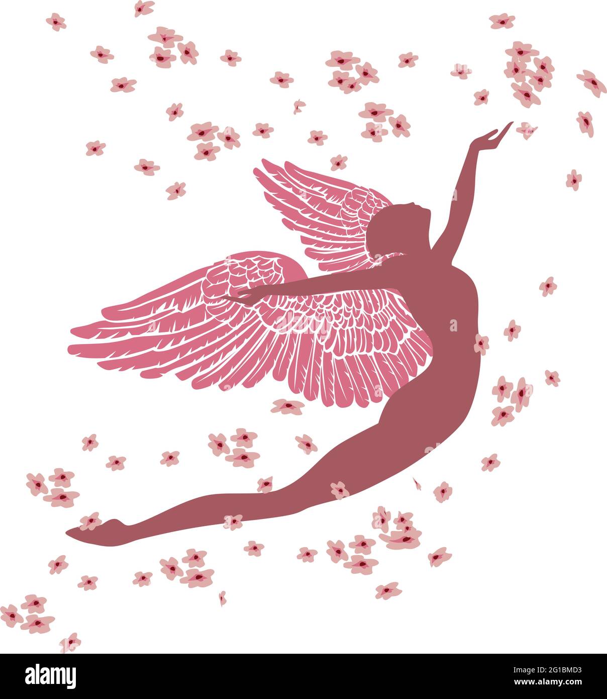 illustration of an angel with spring flowers Stock Vector Image & Art ...