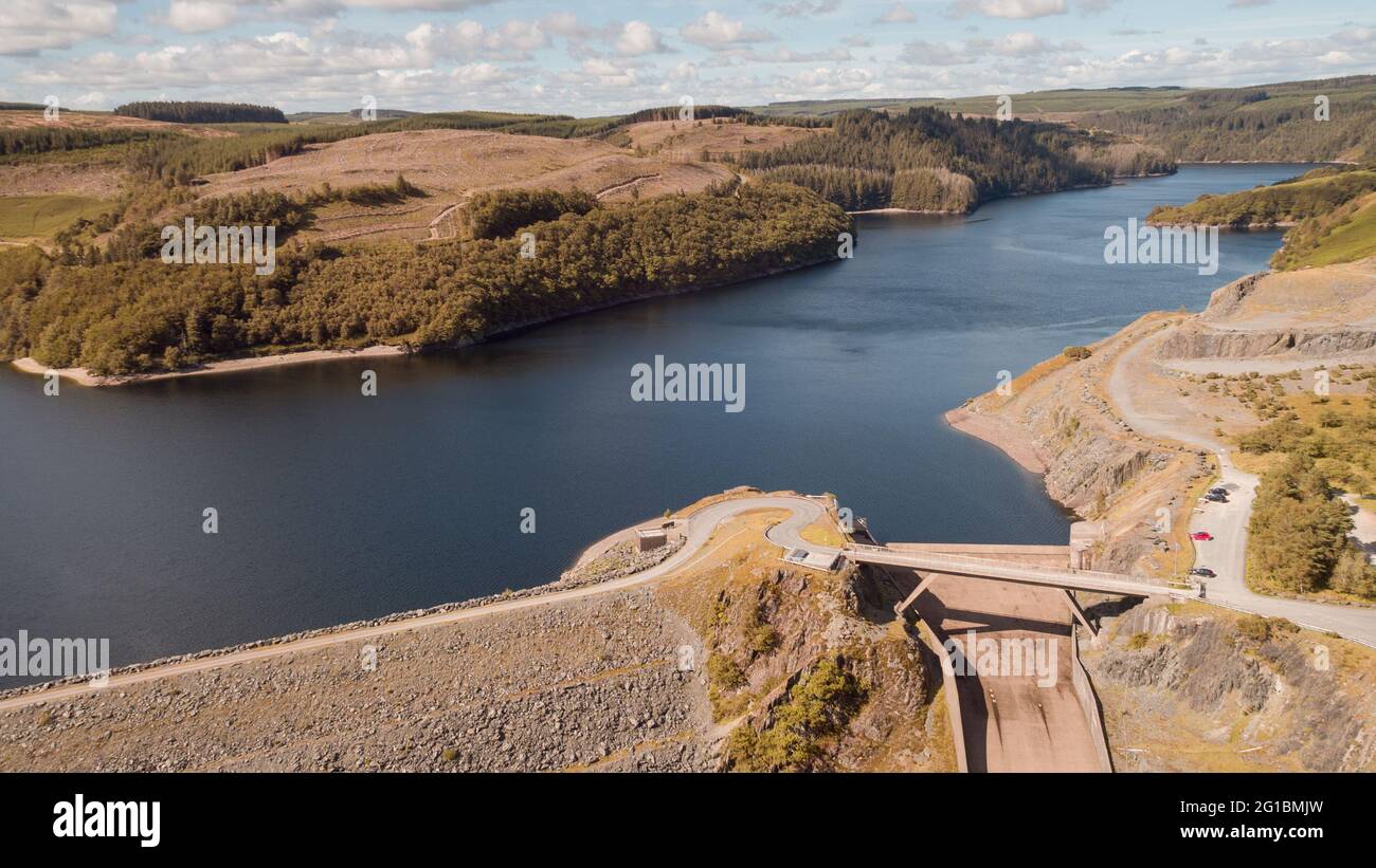 Aerial view of Llyn Brianne Dam and Reservoir Stock Photo - Alamy