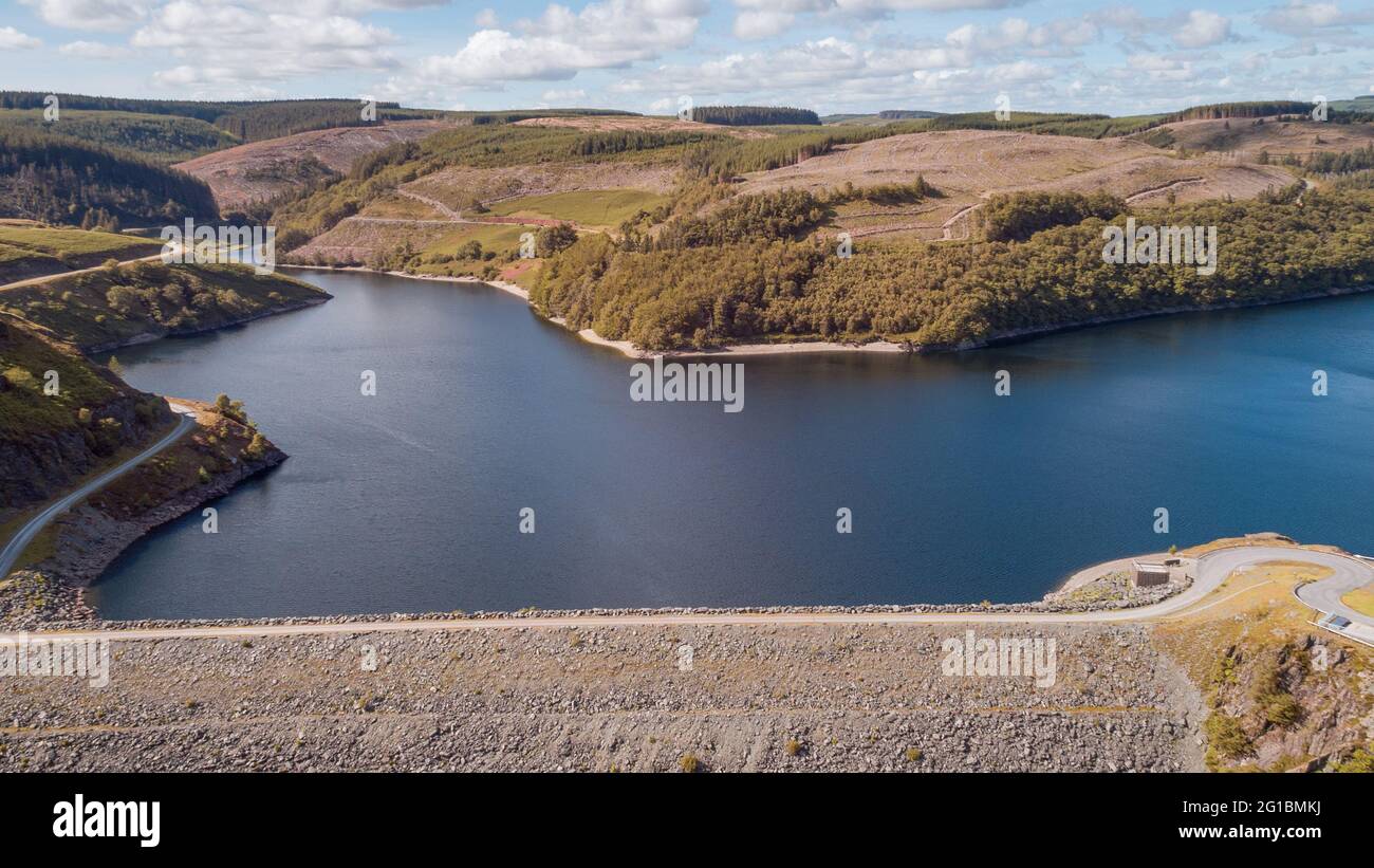 Aerial view of Llyn Brianne Dam and Reservoir Stock Photo - Alamy