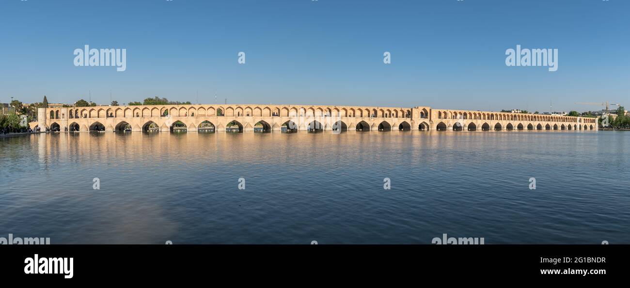 Isfahan, Iran - May 2019: Allahverdi Khan Bridge also known as Si-o-se ...