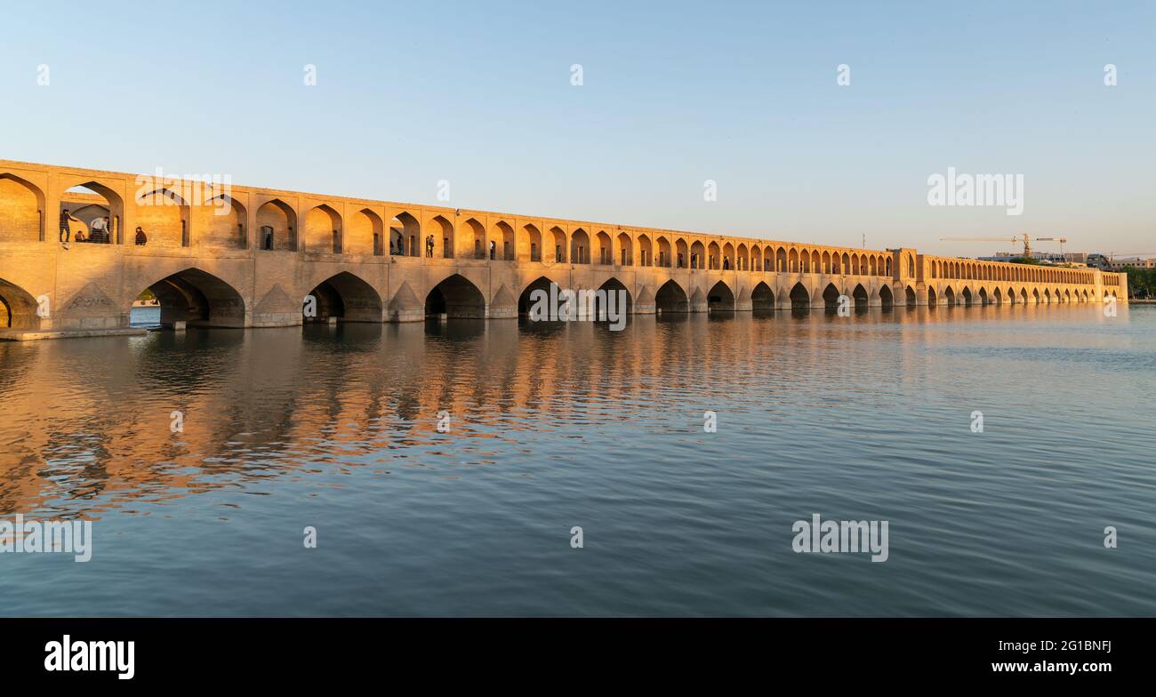 Isfahan, Iran - May 2019: Iranian people on Allahverdi Khan Bridge also ...
