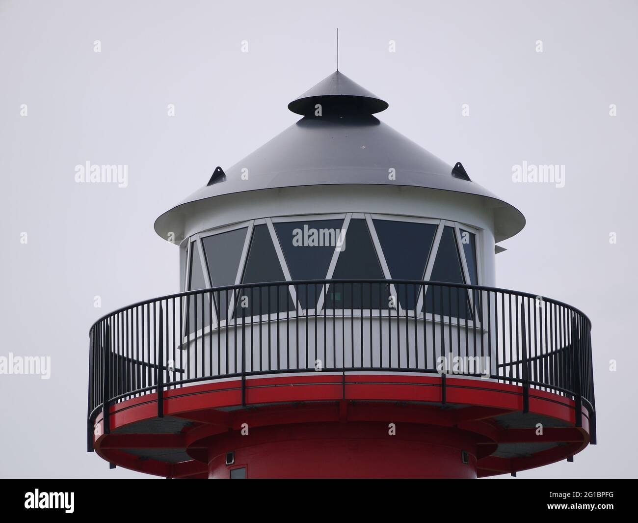Head of a lighthouse, with windows, roof and railing Stock Photo - Alamy