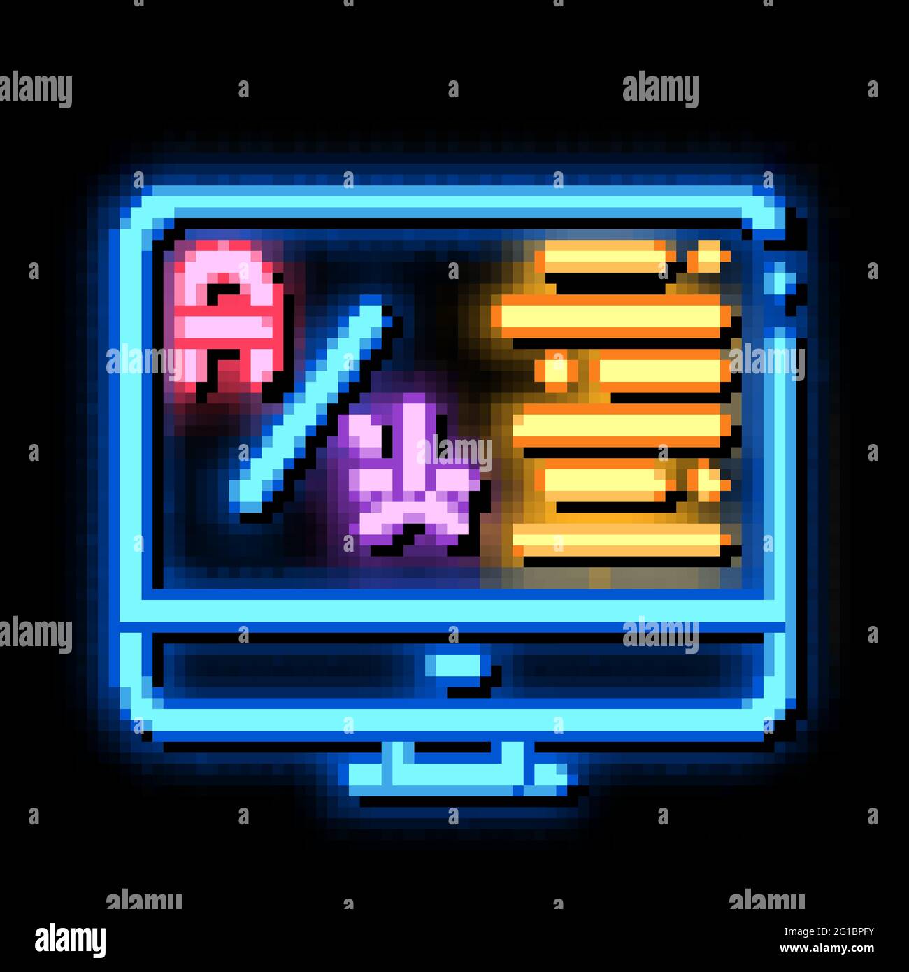 Computer Translation Program neon glow icon illustration Stock Vector ...