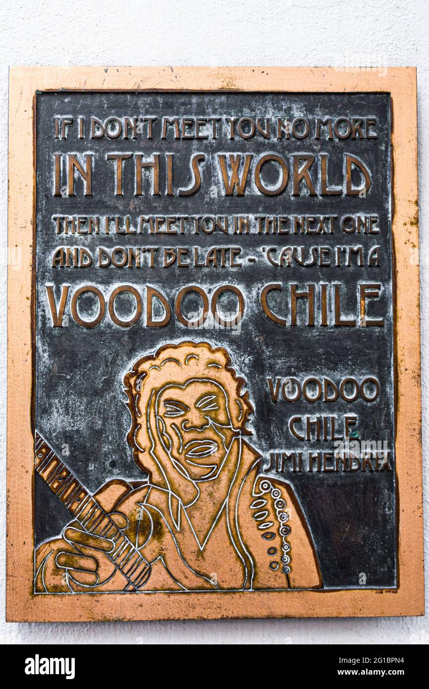 Jimi Hendrix plaque mounted on a building in Munich Germany Stock Photo ...