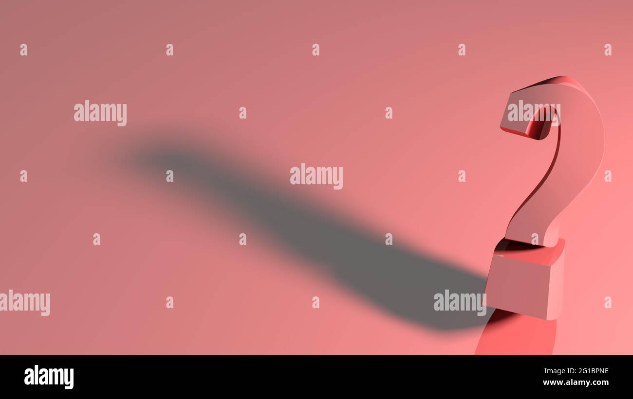 Pink question mark on yellow background - 3D rendering illustration ...