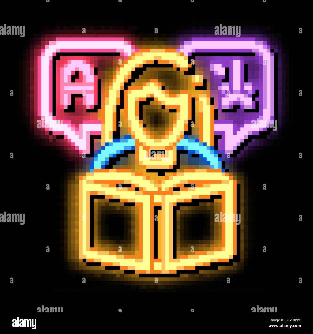 Woman Learning Language neon glow icon illustration Stock Vector Image ...