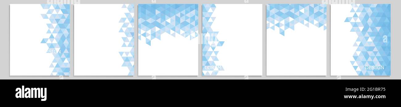 Set of vector cover notebook design. Abstract blue minimal triangles ...