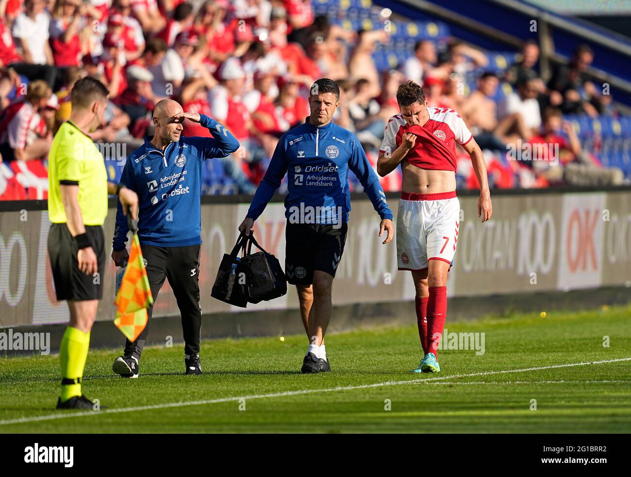 Broendby Stadium, Copenhagen, Denmark. 6th June, 2021. Denmark's Robert ...