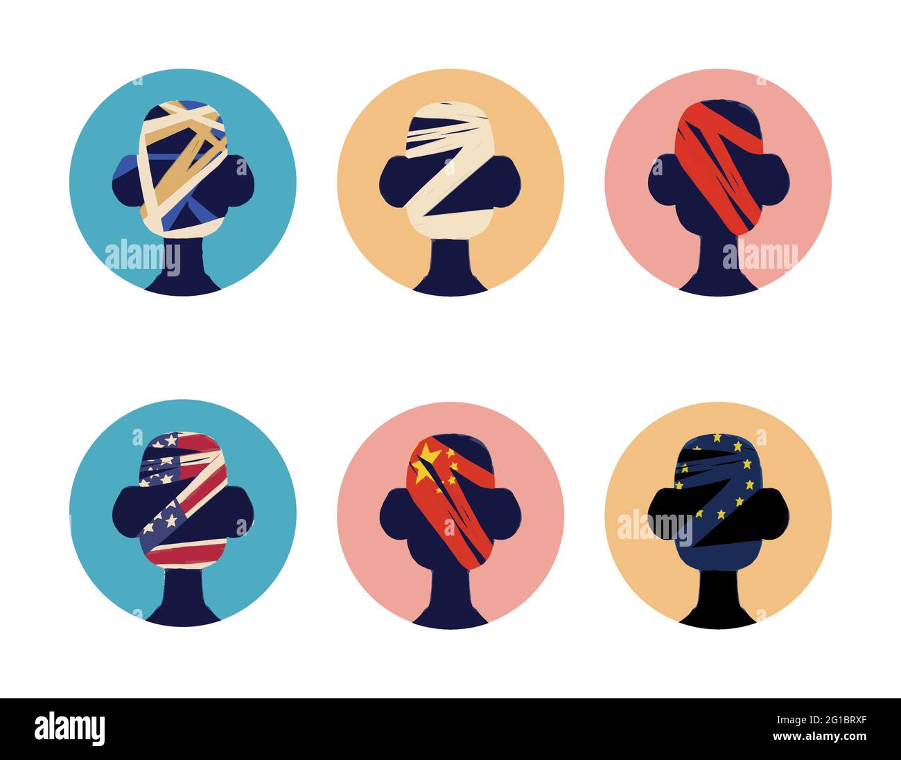 Avatar profile, illustration icon set. Silhouette with no gender ...