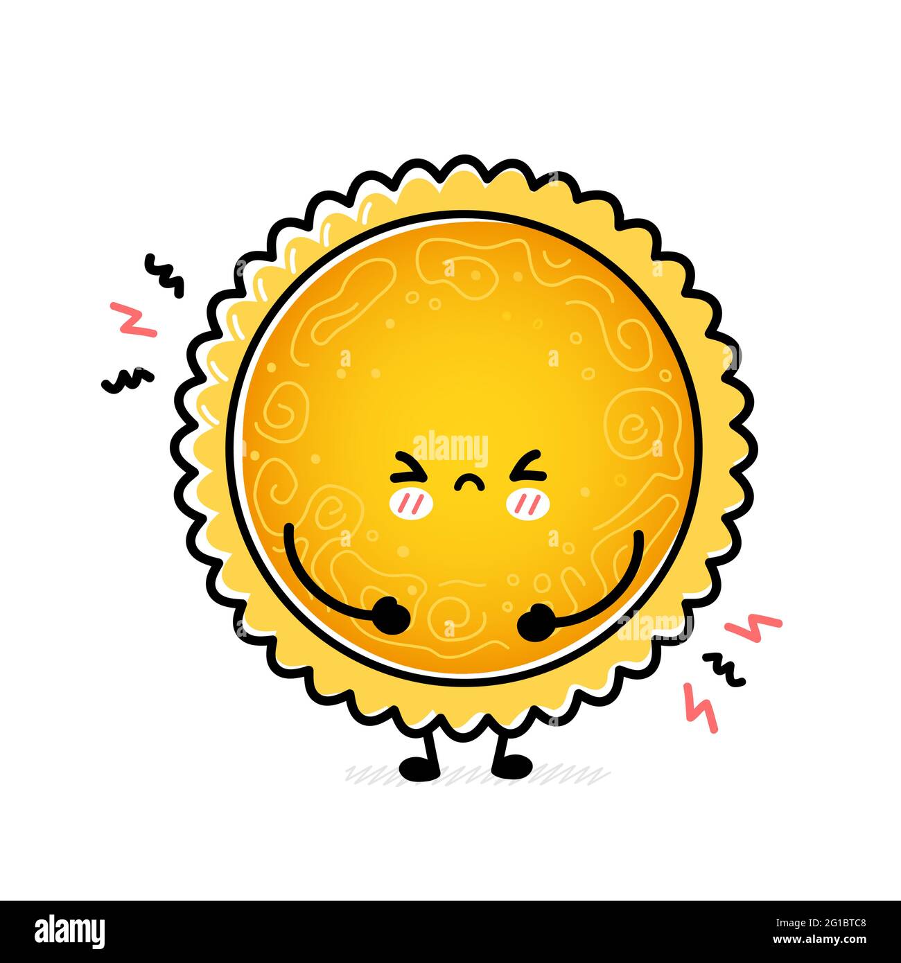 Cute funny sad Sun. Vector hand drawn cartoon kawaii character illustration icon. Isolated on ...