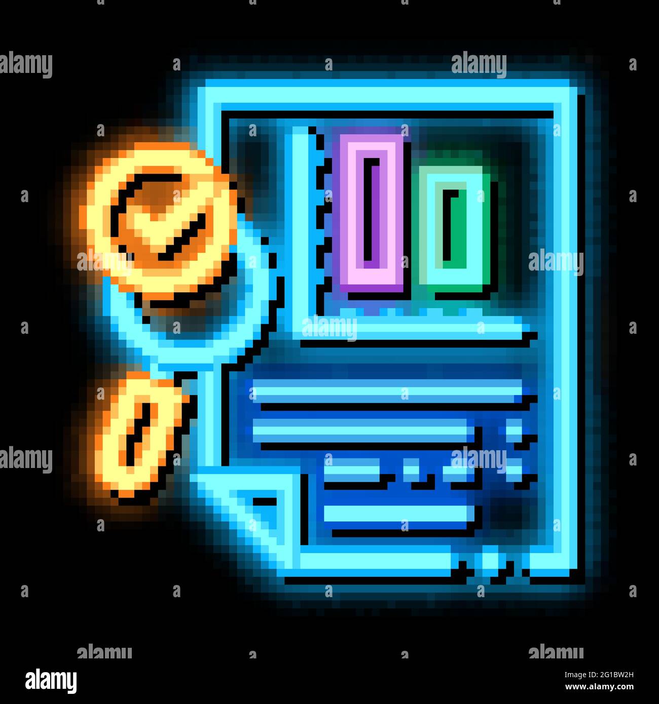 File Infographic Research neon glow icon illustration Stock Vector ...