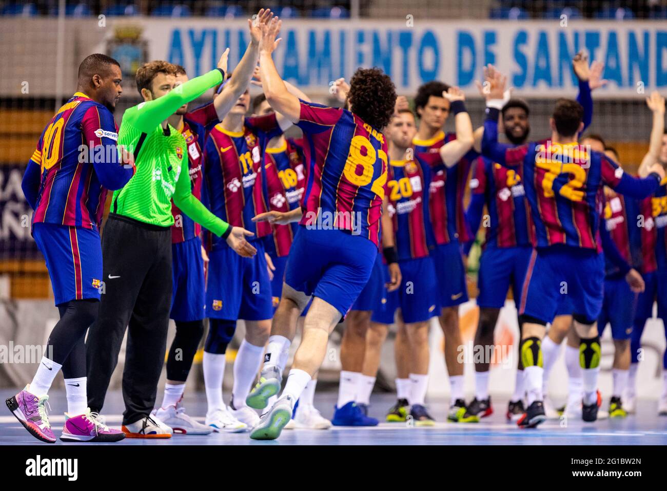Santander, Cantabria, SPAIN. 7th June, 2021. FC Barcelona handball team ...