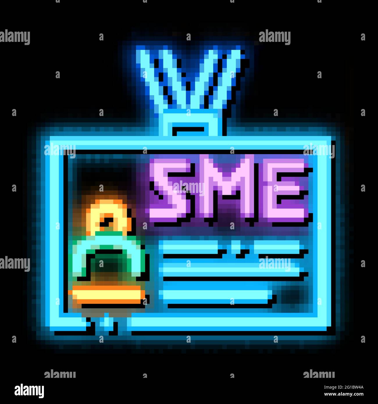 Sme Worker Badge With Photo neon glow icon illustration Stock Vector ...