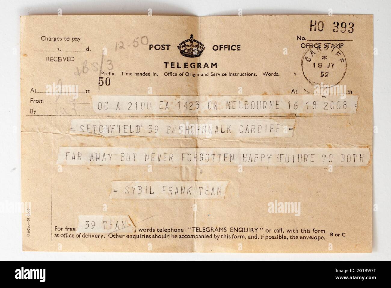 Old telegram hi-res stock photography and images - Alamy
