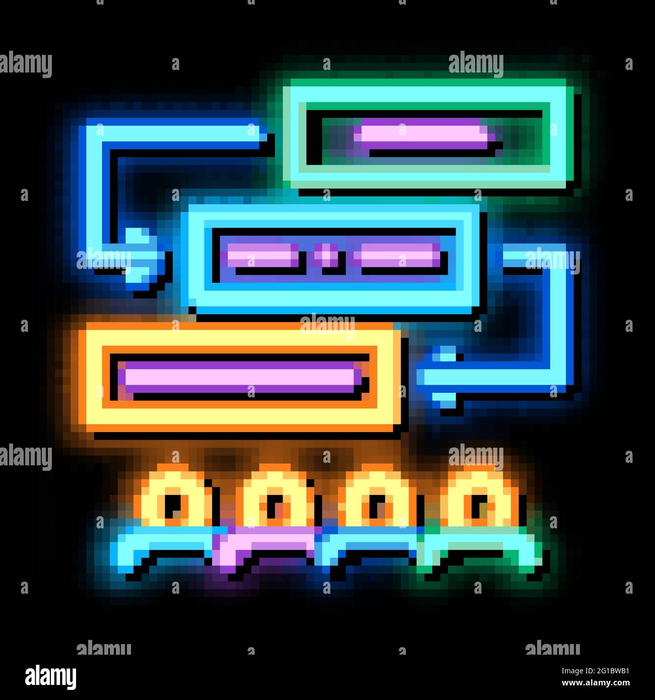 Employees Planning Work neon glow icon illustration Stock Vector Image ...