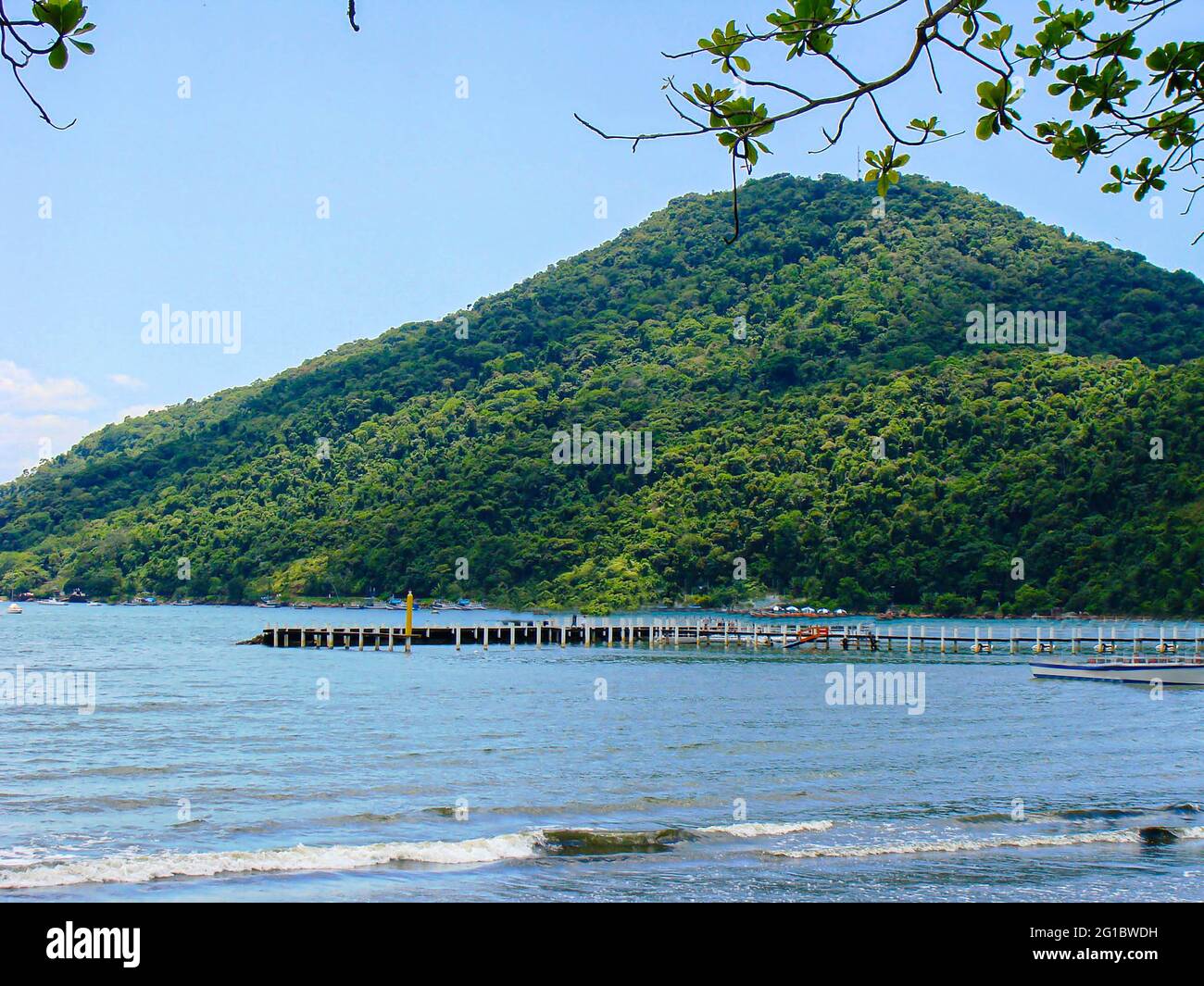Beautiful landscape on an island in brazil. Bridge on the water in the ...