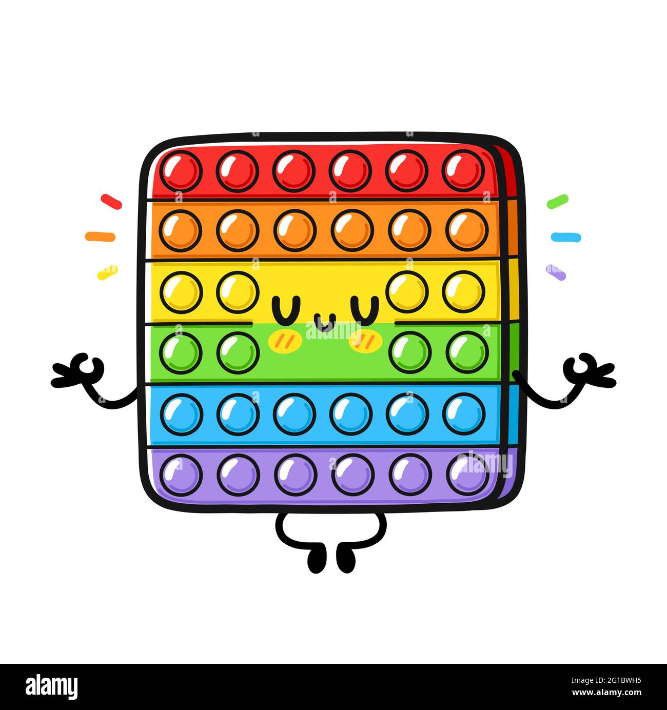 Cute funny Pop it fidget sensory toy meditate. Vector hand drawn ...