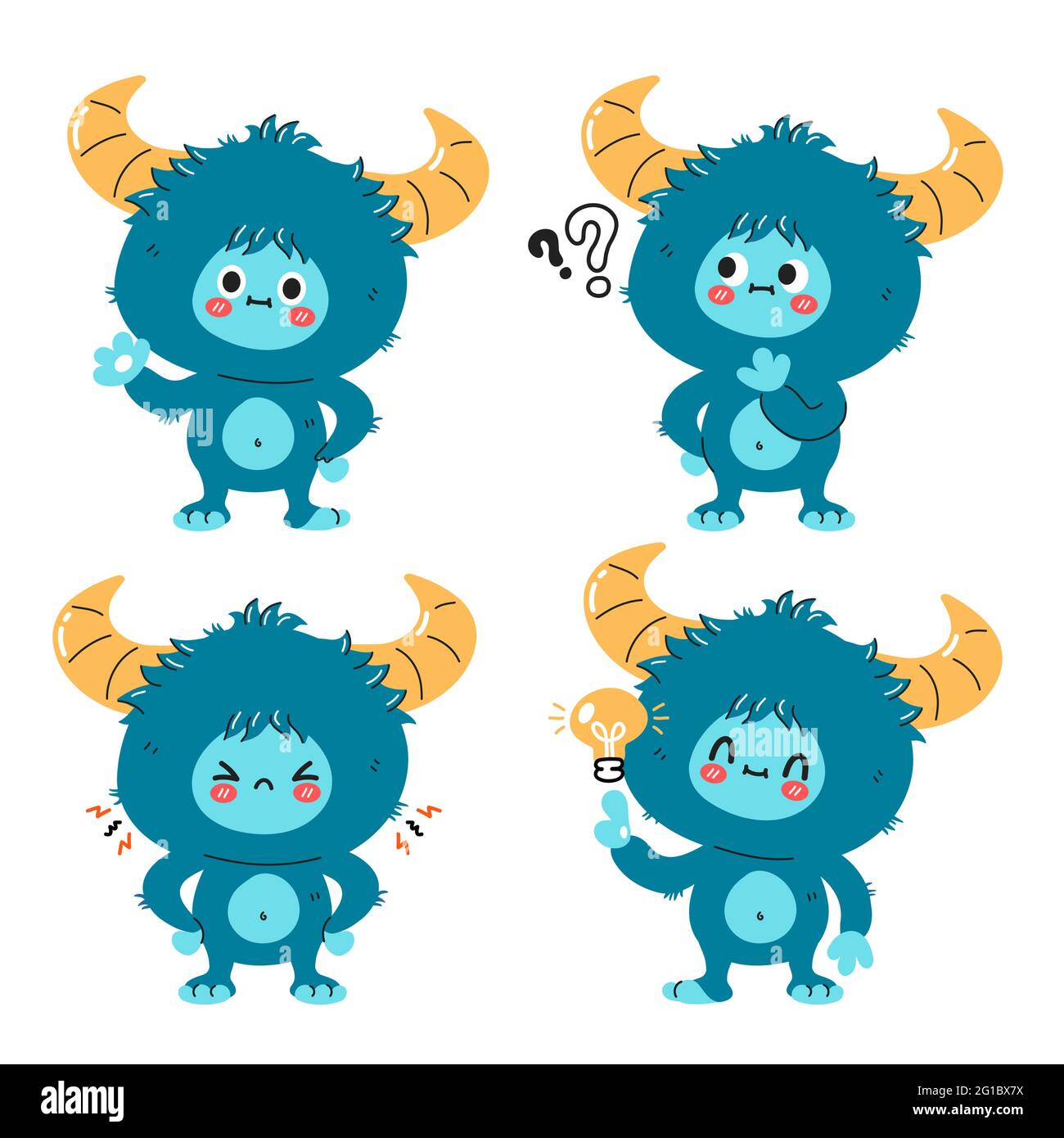 Cute funny yeti monster character set. Vector hand drawn cartoon kawaii ...