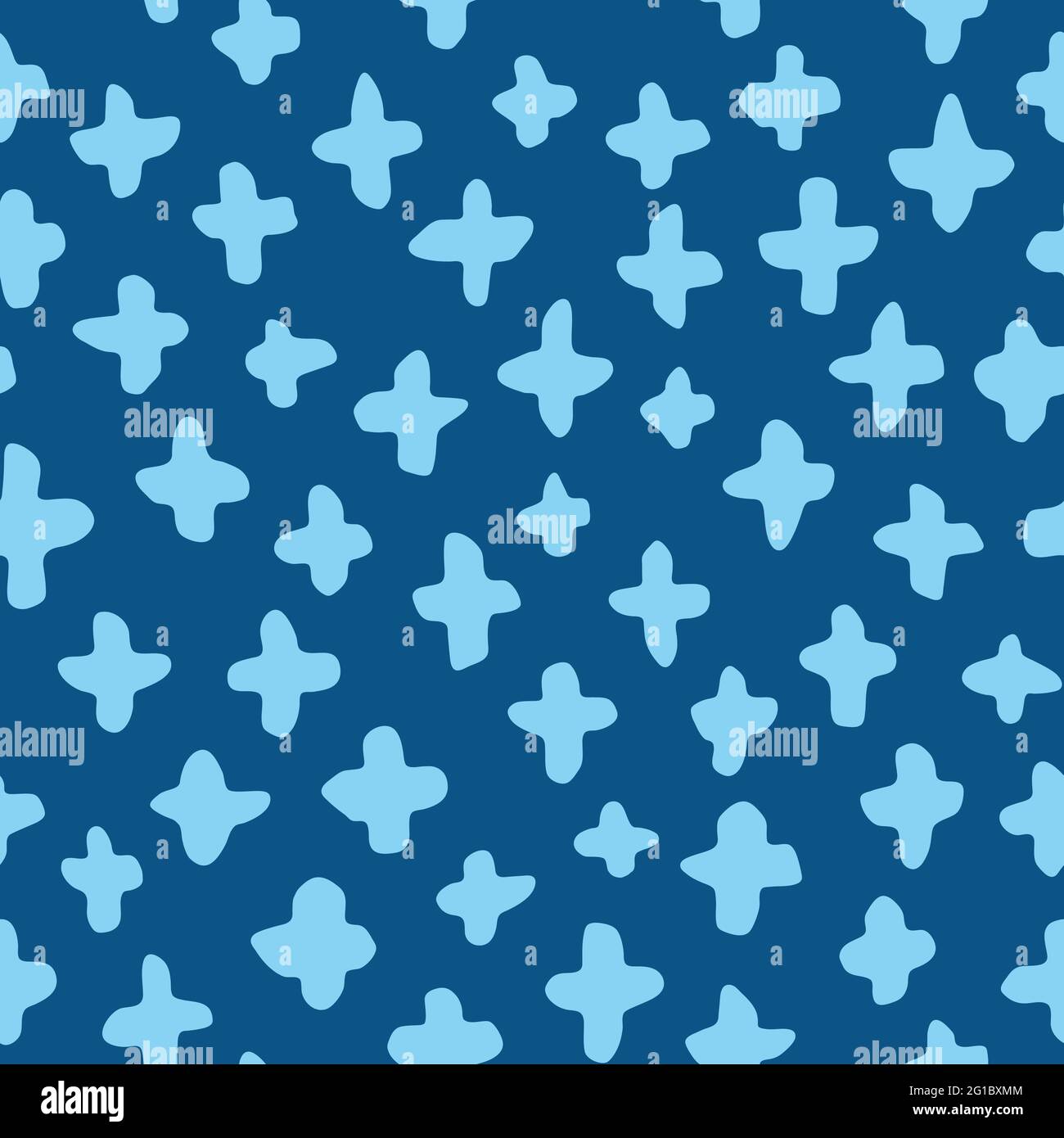 Vector doodle plus signs repeat pattern. Navy blue hand drawn seamless ...