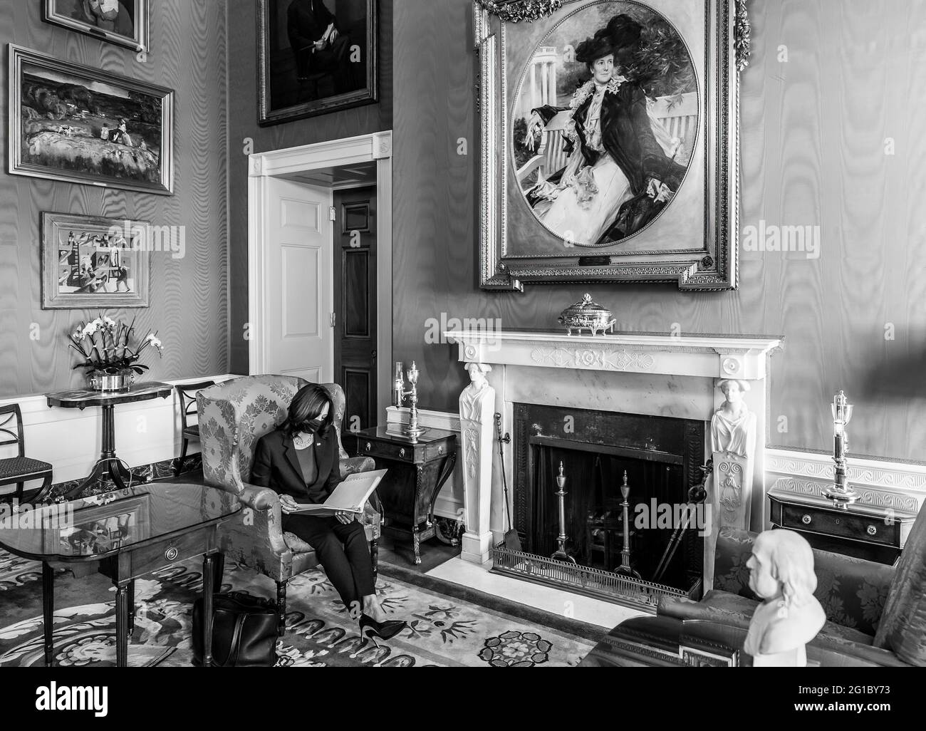Vice President Kamala Harris in the Green Room of the White House ...