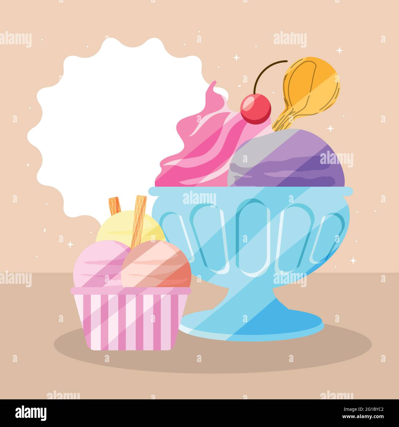 Cups ice cream in Stock Vector Images - Alamy