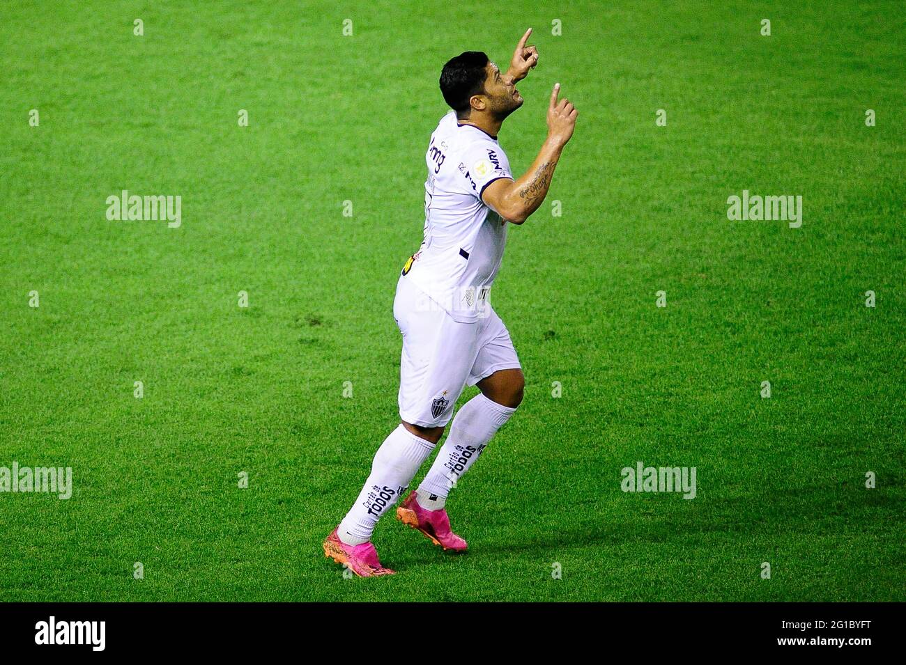 Recife, Brazil. 06th June, 2021. Striker Hulk (Atlético) celebrates his ...