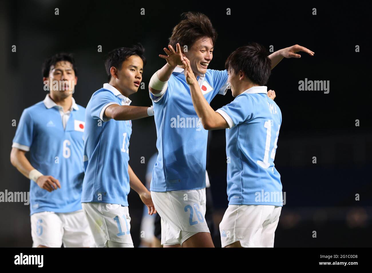 Fukuoka, Japan. 5th June, 2021. Ayase Ueda & U-24U-24 Japan team group ...