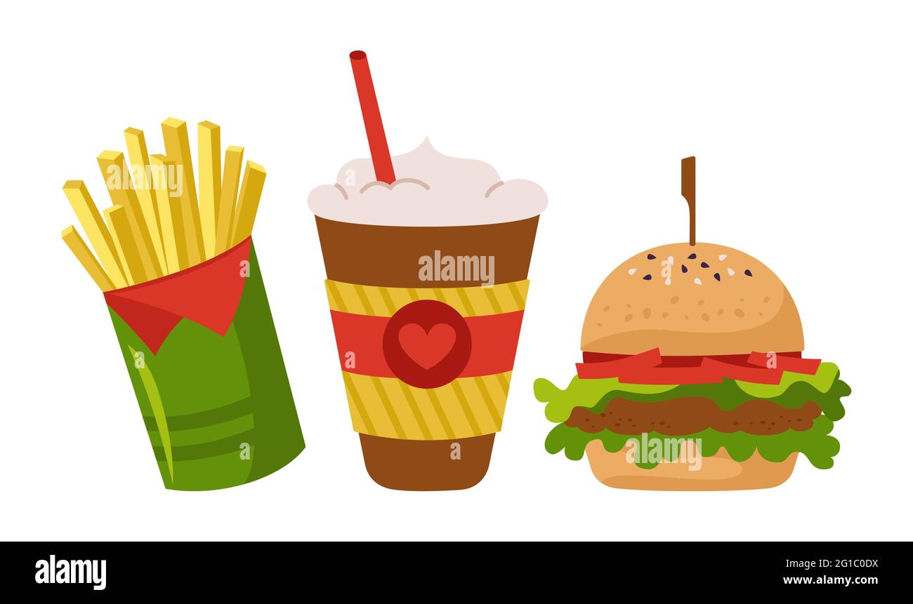 Cartoon Fries And Burger