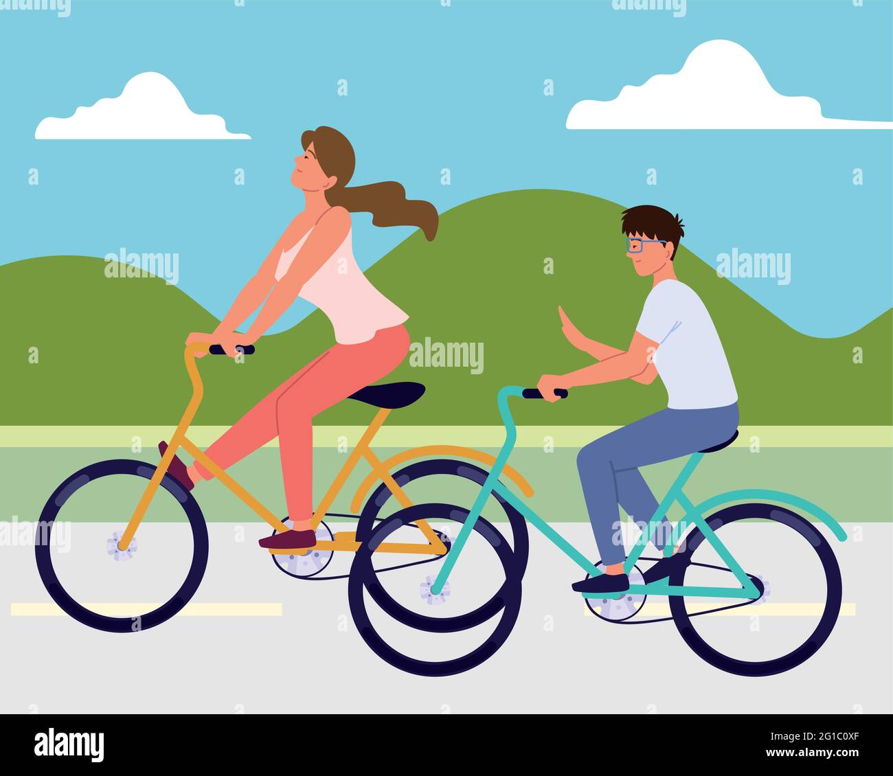 couple on bike Stock Vector Image & Art - Alamy