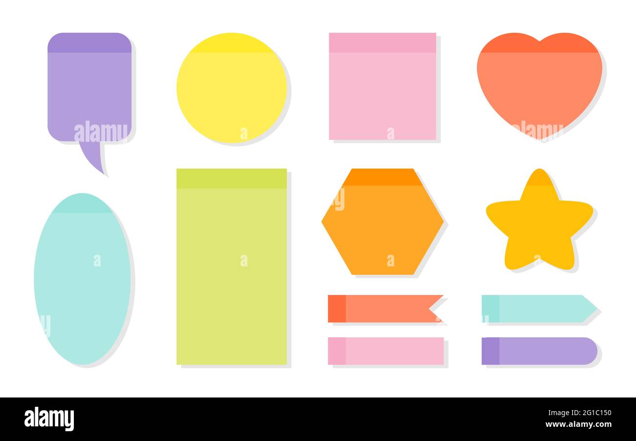 Memory notes planning sticker set. Template empty colored paper for ...